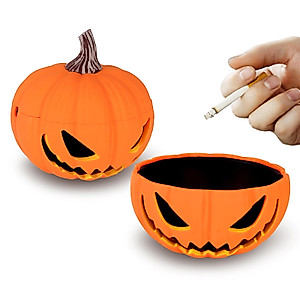 yusud Ashtray with Lip for Outside Patio, Ash Tray Set for Weed, Cool Ashtrays for Outdoor Indoor Home Office, Cute Pumpkin Ash Holder, Unique Decor Gift