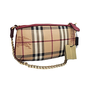 Burberry Haymarket Nova Check Clara Leather Wristlet