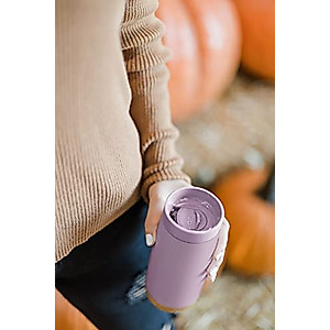Ello Cole 16oz Vacuum Insulated Travel Coffee Mug with Leak-Proof Slider Lid and Built-in Coaster, Keeps Hot for 5 Hours, Perfect for Coffee or Tea, BPA-Free Tumbler, Mauve