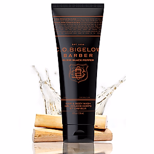 C.O. Bigelow Elixir Black Pepper No. 1609 Bourbon & Sandalwood Moisturizing Shampoo and Body Wash for Men, 8 fl oz