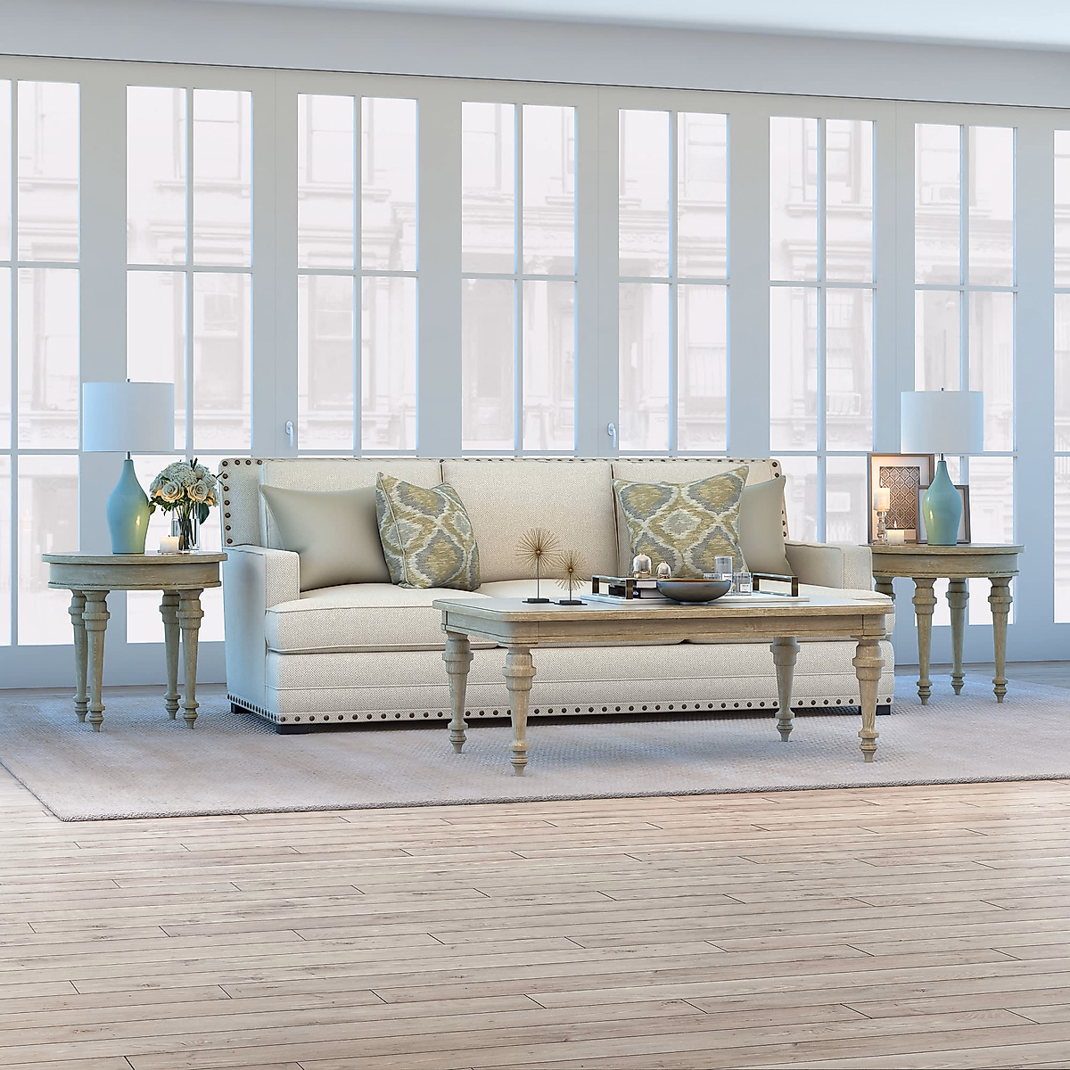 Bella 28.25" Tall Porcelain Table Lamp with Fabric Shade in Teal Porcelain/White