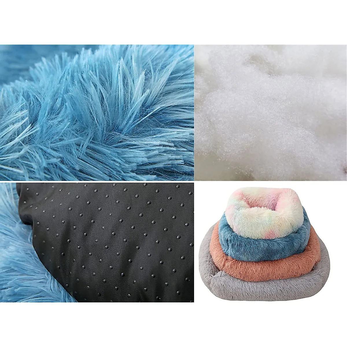 PEETITI Orthopedic Fluffy Plush Dog Bed Rectangle Calm Sleeping Pet Bed Washable Cat Dog Cushion Fits Up to 10-150lbs (X-Small, Pink)