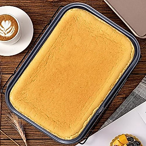Old Tjikko Rectangular Springform Cake Pan, 14 x 9-Inch Rectangle Cheesecake Pan, Tiramisu Bakeware with Accessory,Removable Bottom,Non-Stick Baking Pan Mold,Leak Proof,Black