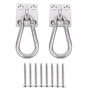 2 Set Heavy Duty Hanger Hook Hammock Wall Mount, Suspension Ceiling Hooks Outdoor Swing Mounting Hook Exercise Hook Stainless Steel Swivel Carabiner Yoga Ceiling Mount Swing Hook