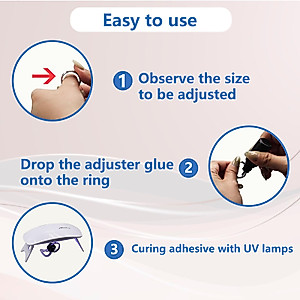 Innovative Ring Size Adjuster Adhesive with UV Light- Adjusts Any Ring Size, Easy Application & Removal, Ring Size Adjuster for Loose Ring, Ring Adjuster Glue, Ring Sizer, Ring Guards