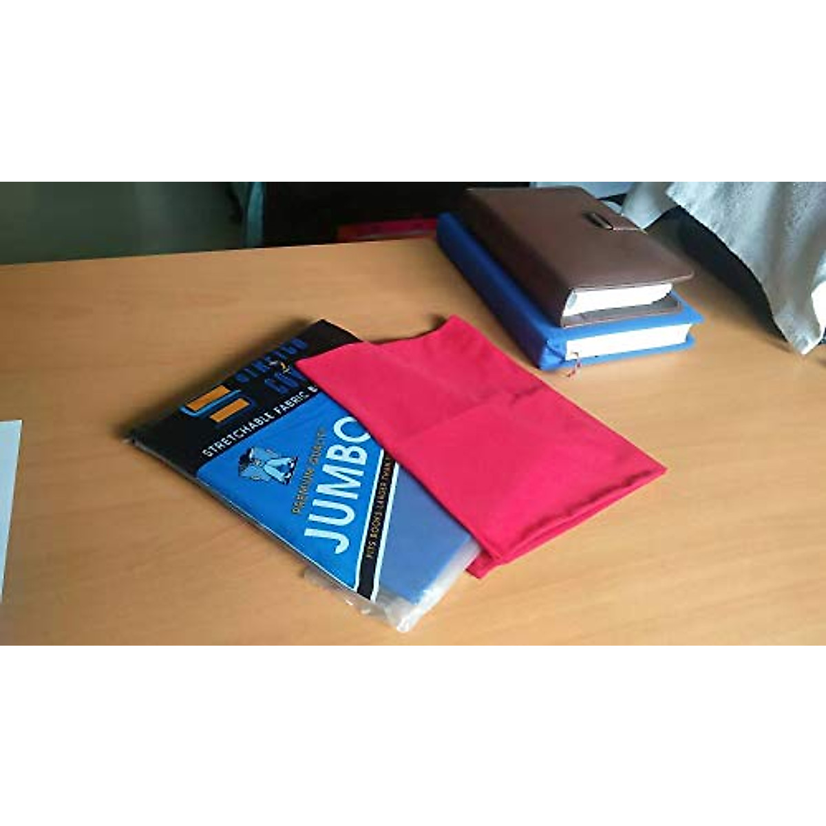 School Book Covers – 6 Frustration Free, Long Lasting Stretchable Fabric Jumbo Book Covers with 3 Post It Pads. Jumbo 9" x 12". Fit Textbooks. Perfect for School and Gifts.