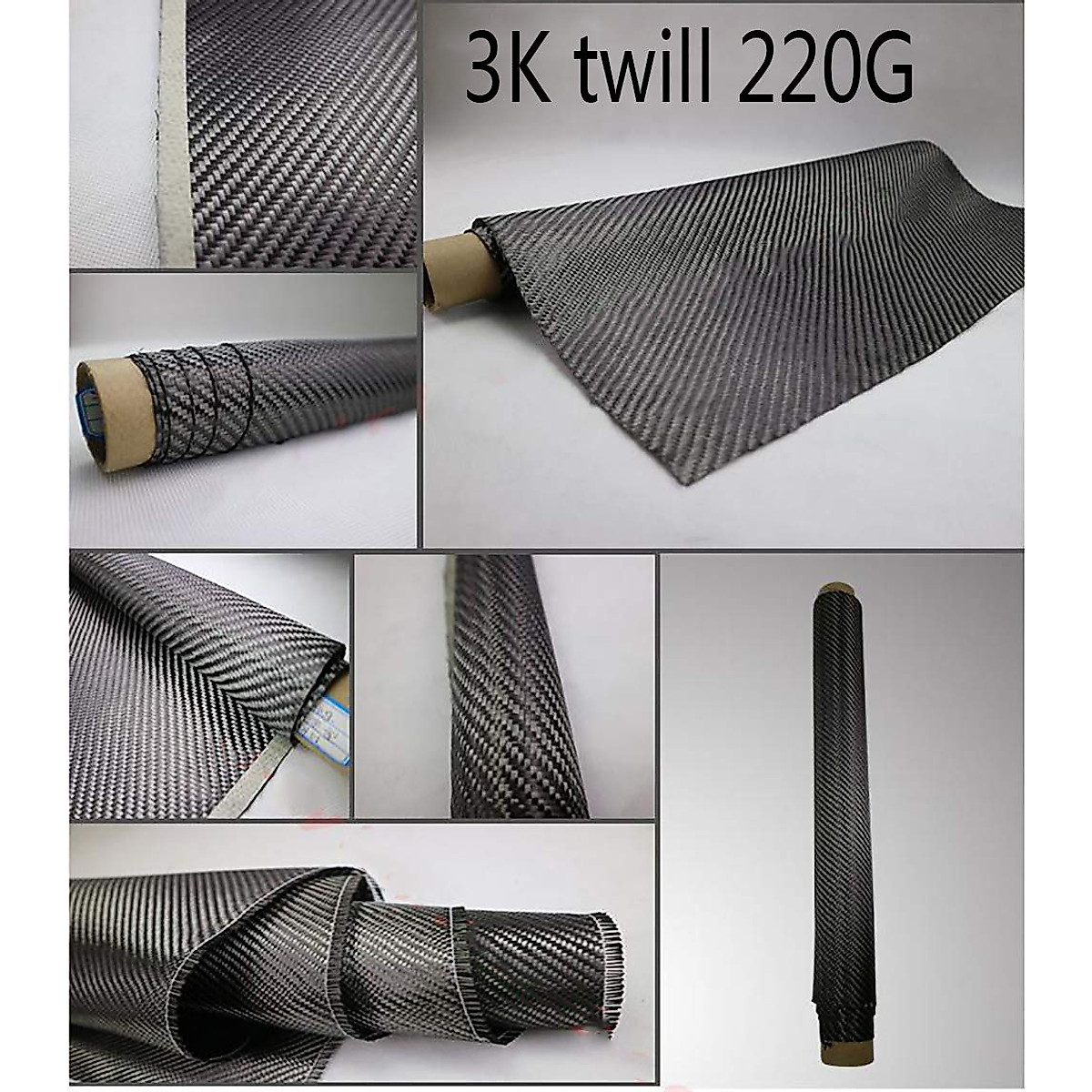 SOFIALXC Carbon Fiber Fabric Cloth 220g/m² (19.7inch x39.37inch)-Twill-50cmx100cm