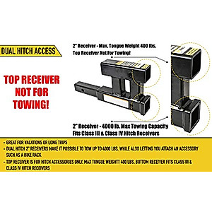 MaxxHaul 70070 Trailer Hitch - Dual Tow Hitch Extension Reciever - 4000 lbs. GTW Capacity , Black , Size: 2 inch