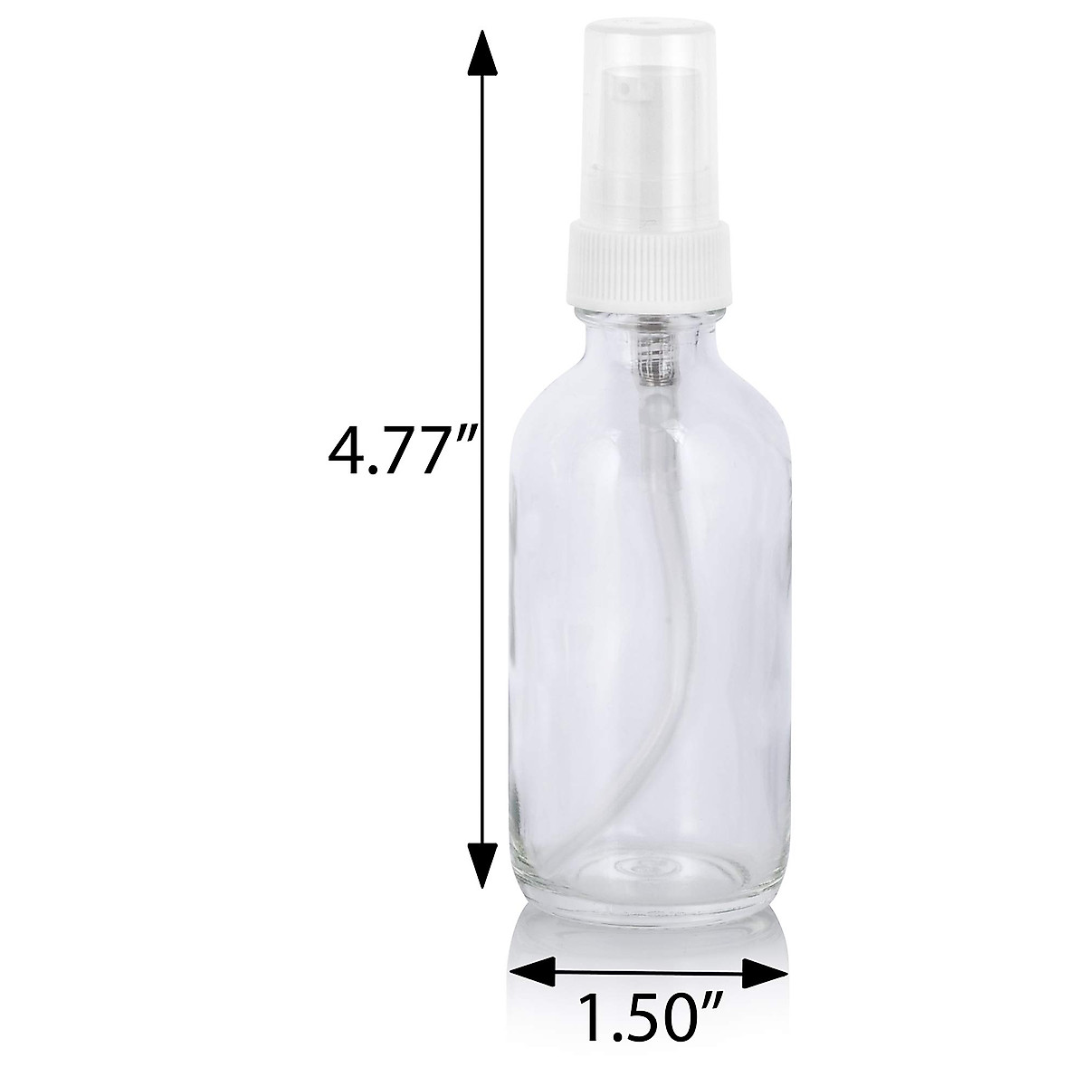 JUVITUS 2 oz / 60 ml Clear Glass Boston Round White Treatment Pump Bottle (24 pack) + Funnel