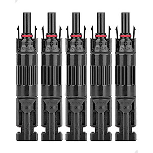 Jtron 5 PCS PV Solar Panel Connector Male/Female 10A Built-in Diode Inline Fuse Solar Wire Connectors Waterproof Anti-backflow