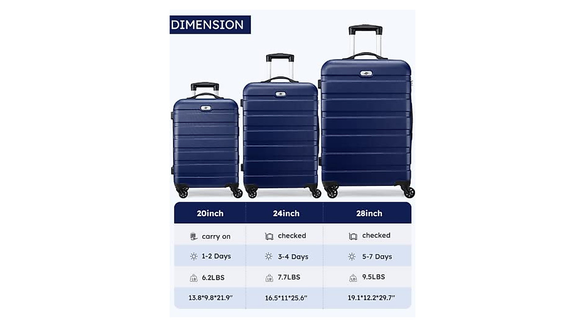 Durable 3-Piece Hard Shell Luggage Set | Spinner Wheels, TSA Lock