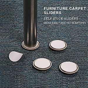 24 PCS Self-Stick Furniture Sliders,1 Inch Furniture Glides for Carpet,Furniture Moving Pads for Furniture-Adhesive Carpet Sliders