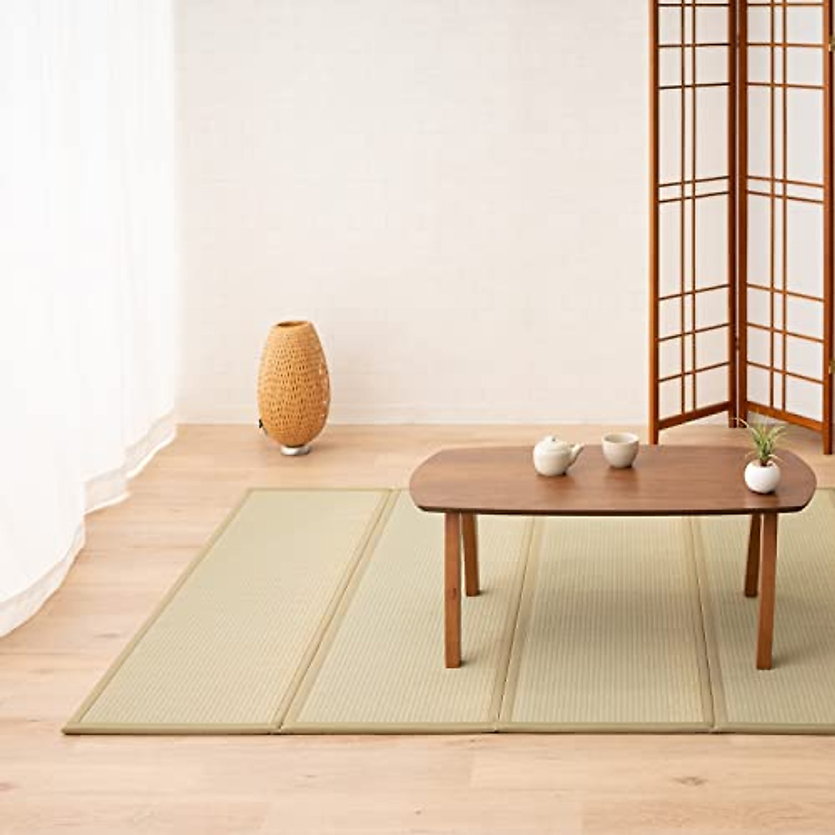 EMOOR Japanese Traditional Tatami Mat Twin-XL, Natural (Undyed), Made in Japan Tatami Floor Mats