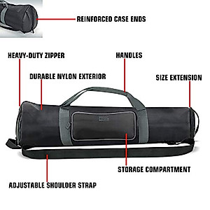 USA Gear Refractor Telescope Case - Holds Telescopes/Tripod 21 to 35 inches - Adjustable Extension, Storage Bag Pocket, and Strap - Compatible with ToyerBee, Gskyer, Celestron Telescope Bags and Cases