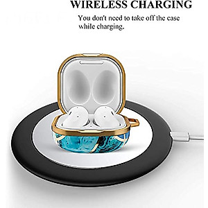 YOMPLOW Case Compatible with Samsung Galaxy Buds Live/Buds Pro - 2021 Hard Carrying Case Protective Wireless Charging Cover Skin with Keychain for Women&Girls (Blue Marble)