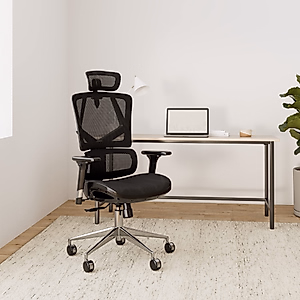 SIHOO Ergonomic Office Chair - High Back Desk Chair with Lumbar Support, 3D Armrest and Adjustable Height Backrest Thick Seat Cushion Breathable Mesh Computer Chair (Black)