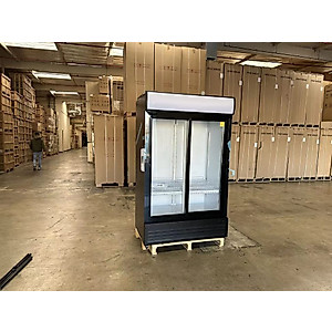 Commercial Refrigerator Glass 2-Door Sliding Door Merchandiser Display Cooler Case Fridge NSF, Bottom-Mounted, 54 inches width, capacity 47 cuft 110V, Restaurant Kitchen CDM-49RS