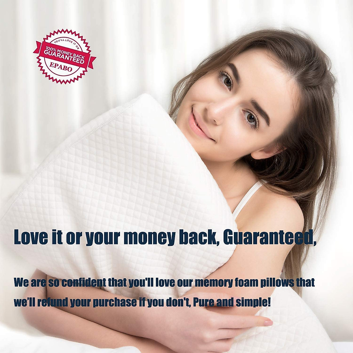 EPABO Contour Memory Foam Pillow Orthopedic Sleeping Pillows, Ergonomic Cervical Pillow for Neck Pain - for Side Sleepers, Back and Stomach Sleepers, Free Pillowcase Included ( Soft & Queen Size)