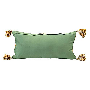 Creative Co-Op 24" L x 12" H Cotton Lumbar w/Embroidered Leaves & Tassels, Multi Color Pillows