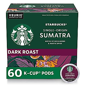 Starbucks K-Cup Coffee Pods—Dark Roast Coffee—Sumatra for Keurig Brewers—100% Arabica—6 boxes (60 pods total)