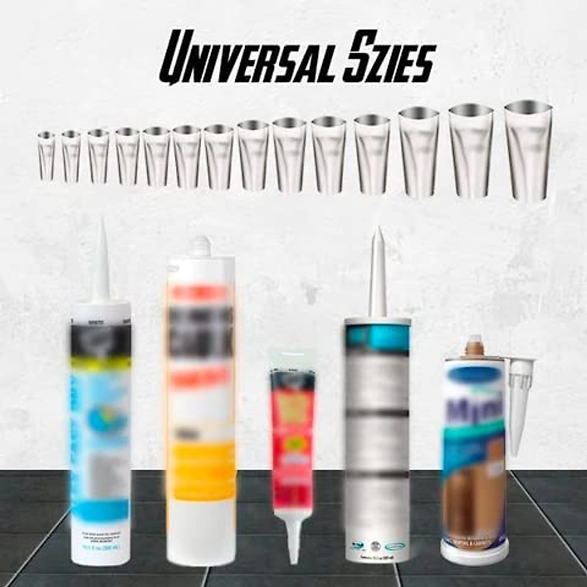 Shayu Easy Caulking Finisher Set, Caulking Nozzle Applicator, Caulking Tool Accessories, For Kitchen, Bathroom, Tank, Door, Window, Sink Joint Filling, Trim Etc (14pc)