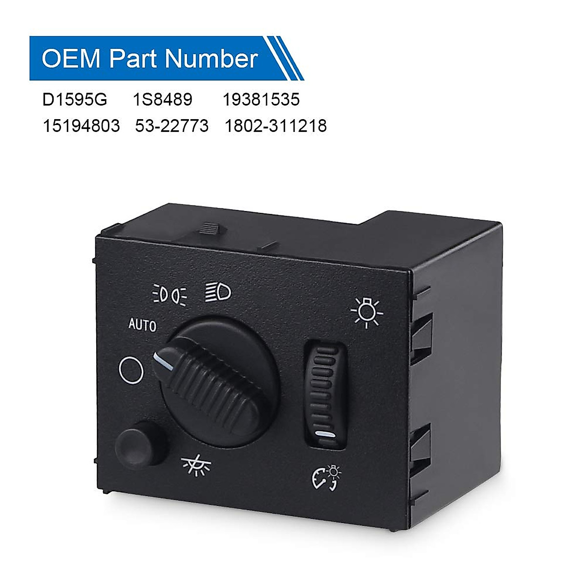 WMPHE Compatible with Headlight Switch Chevy Silverado GMC Sierra 2003-2007 Suburban Avalanche Yukon Tahoe Cadillac Escalade Headlamp Dimmer Switch Replace OE # 19381535 D1595G 15194803