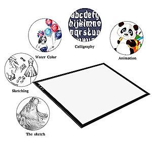 HSK A2 Artist tracing Light Box Copy Table,12V2A Adapter Power Dimmerable 5000 Lux Lock Button Artcraft Light Pad for Tatto Drawing, Sketching, Animation,Diamond Painting