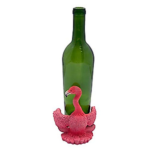 Pink Flamingo Wine Bottle Holder, Tabletop Decoration, 6 Inches
