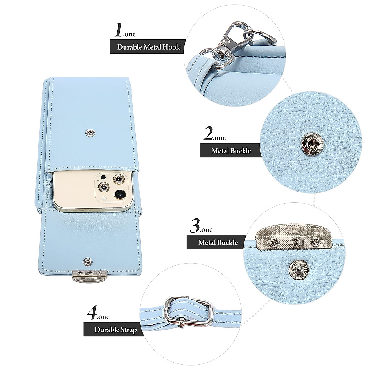 JFFD Small Crossbody Cell Phone Bag for Women Card Holder Wallet Purse Leather Shoulder Handbag Blue