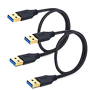 Besgoods USB to USB Cable 1.5Ft USB 3.0 Type A Cable - Male to Male Short USB Cable Super Speed Braided Cord for Hard Drive Enclosures, Laptop Cooling Pad, DVD Players- 2Pack,Black