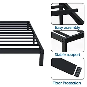 DiaOutro 9 Inch Twin Bed Frames Heavy Duty Low Profile Metal Platform No Box Spring Needed Mattress Foundation, Easy to Assembly, Noise Free, Black