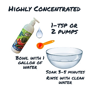 Fruit and Veggie Wash - Scent-Free Fruit and Vegetable Wash with No Discernible Aftertaste for Cleaning Produce, Concentrated Produce Wash Formula