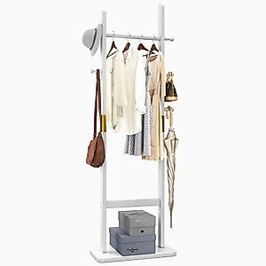 Aibiju Clothing Rack for Hanging Clothes, White Freestanding Clothes Rack Heavy Duty, Small Hanging Rack Hall Tree, Very Sturdy Coat Rack Stand White USYD-201