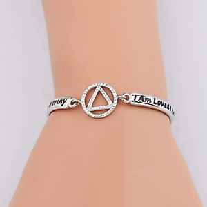 BNQL Alcoholics Anonymous Bracelet AA Sobriety Gifts Sobriety Recovery Bracelet Sober Gifts for Women (SILVER)