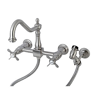 Kingston Brass KS7755ALBS+ English Country Kitchen Faucet with Brass Sprayer, Oil Rubbed Bronze Finish