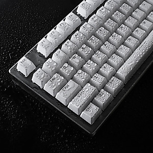 Rottay Rainbow Backlit Mechanical Keyboard, White Gaming Keyboard, Wired Computer Keyboard with Brown Switch and Aluminum Panel