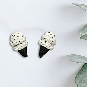 Cookies N' Cream Ice Cream Cone Earrings, Hypoallergenic Miniature Food Earrings, Ice Cream Earrings For Women, Ice Cream Gifts, Ice Cream Lover Gift Ideas, Safe For Sensitive Ears