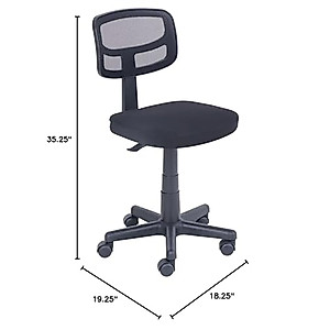 Mesh Task Chair with Plush Padded Seat, Black. (19.25 x 18.25 x 30.25 Inch)