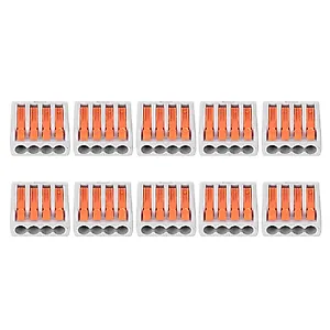 Wire Quick Connector,10pcs PCT-214 Wiring Connectors Terminal Blocks 4 Way Lighting Electrical Cable Fast Connection