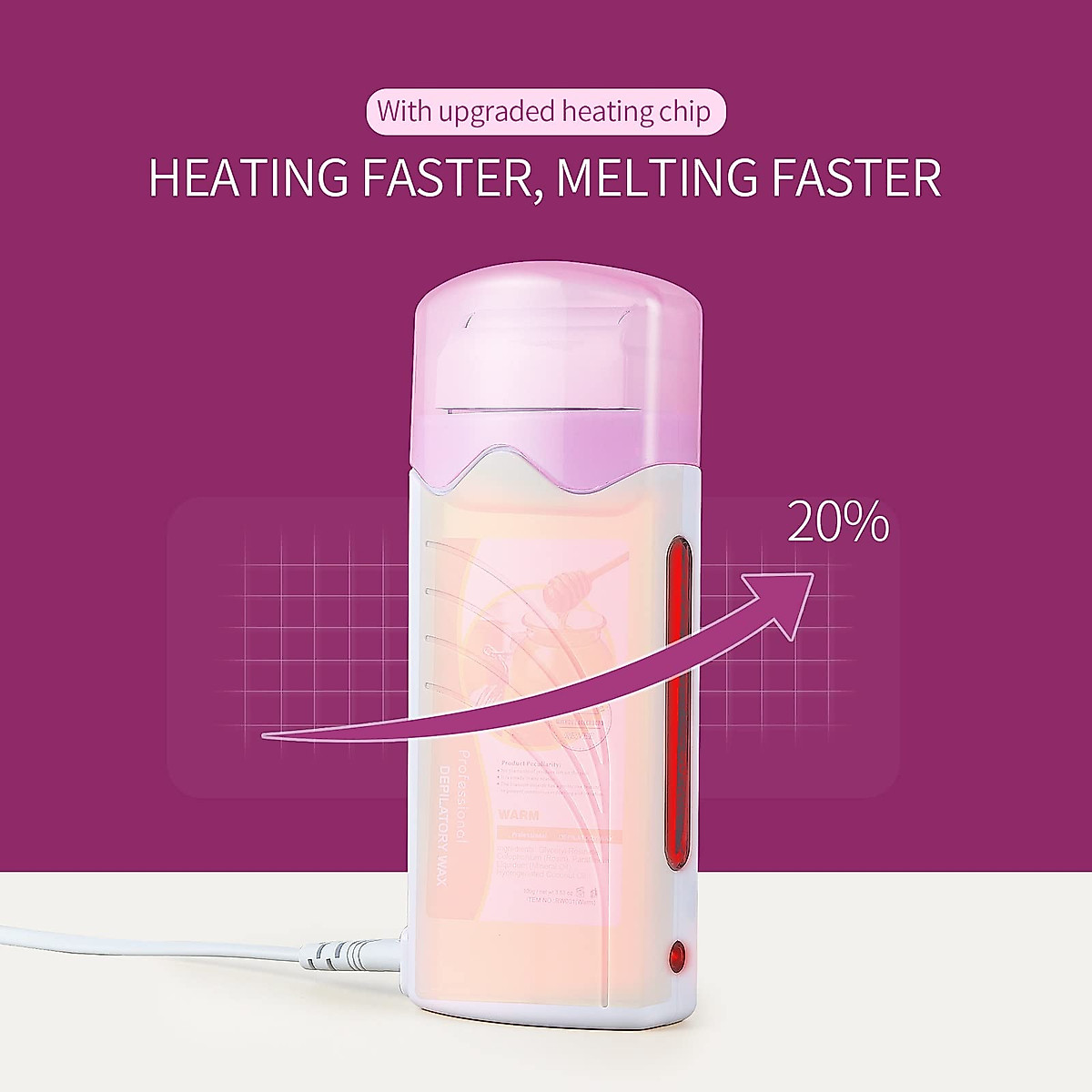 Roll On Wax Warmer For Hair Removal Wax Roller Wax Heater For Depilatory Wax Cartridge, Home Waxing Kit For Women Men 110V