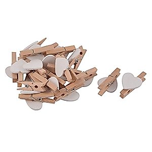 uxcell Card Photo Love Heart Crafts Clothespin Pegs Mini Wooden Clip 20pcs White