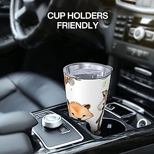 AYCZN Fox Couple 20 OZ Tumbler Stainless Steel Travel Coffee Mug, Fox Flower Insulated Water Bottle with Lid Leakproof Thermal Cup