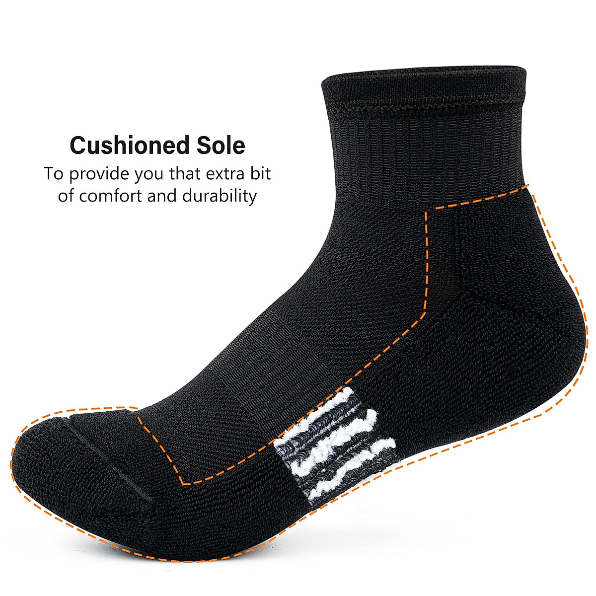 Gonii Ankle Socks Womens Athletic Thick Cushioned Running Hiking Crew Socks 5-Pairs (Black)