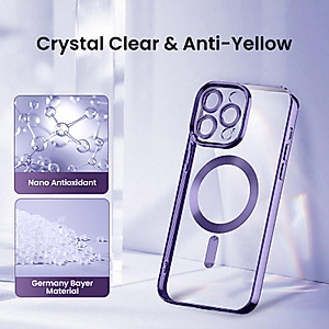 Antlia Magnetic Case for iPhone 14 Pro Max Case, Clear [Camera Protection] [Compatible with MagSafe], Slim Shiny Women Girls Phone Case (6.7"), Purple