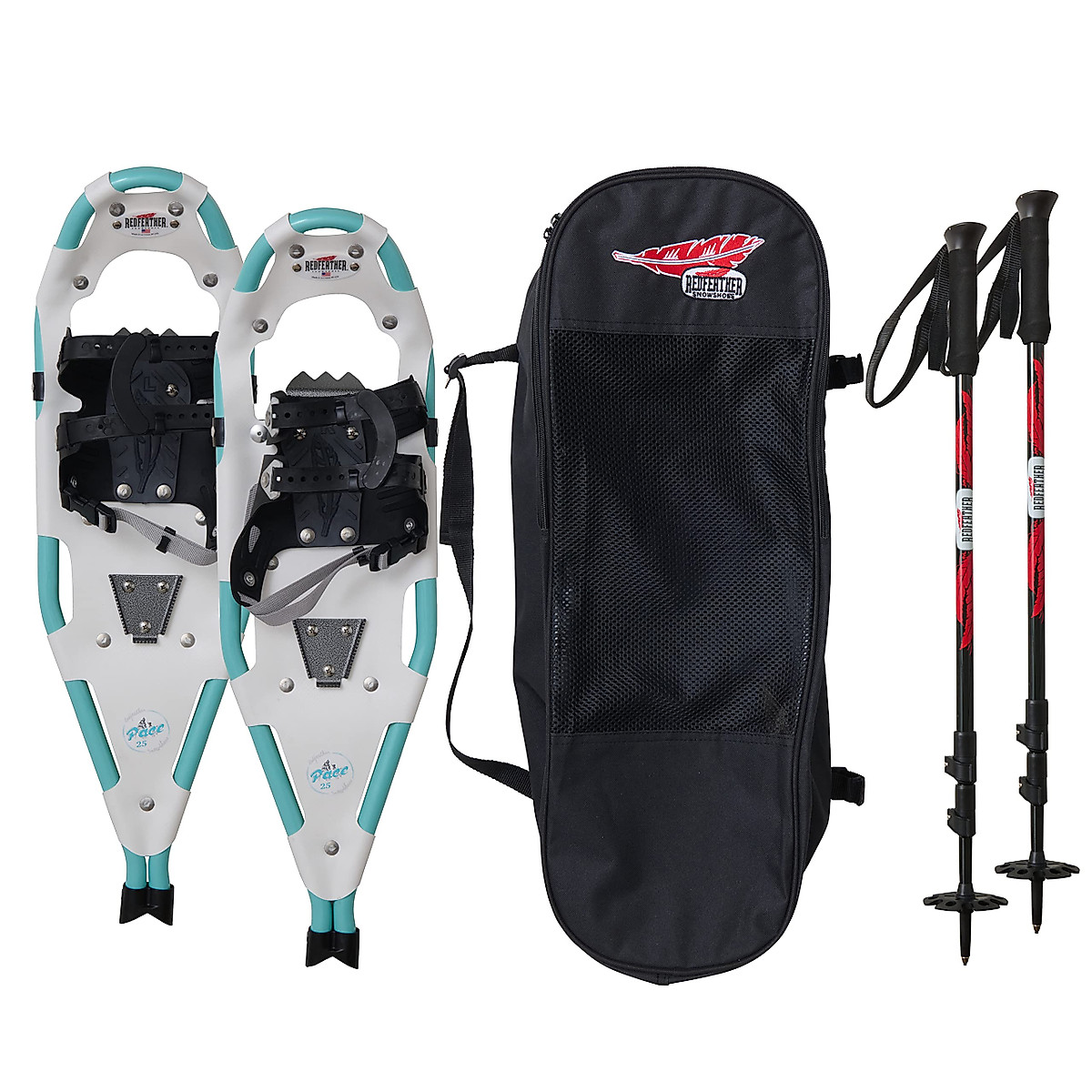 Redfeather Snowshoes Women's Pace 25 SV2 Kit with Trekking Poles - Powder Coated Aircraft Aluminum - Made in The USA