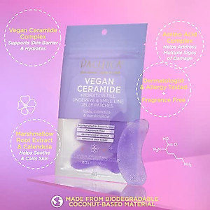 Pacifica Beauty Vegan Ceramide Hydrating Under Eye & Smile Line Jelly Patches, For Puffy Eyes, Supports Fine Lines and Wrinkles, Eczema Association Approved, Safe for Sensitive Skin, Fragrance Free
