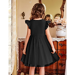 Arshiner Girls' Tulle Sundress Summer Flower Princess Wedding Dress for Toddler Girl (Black, 2T)