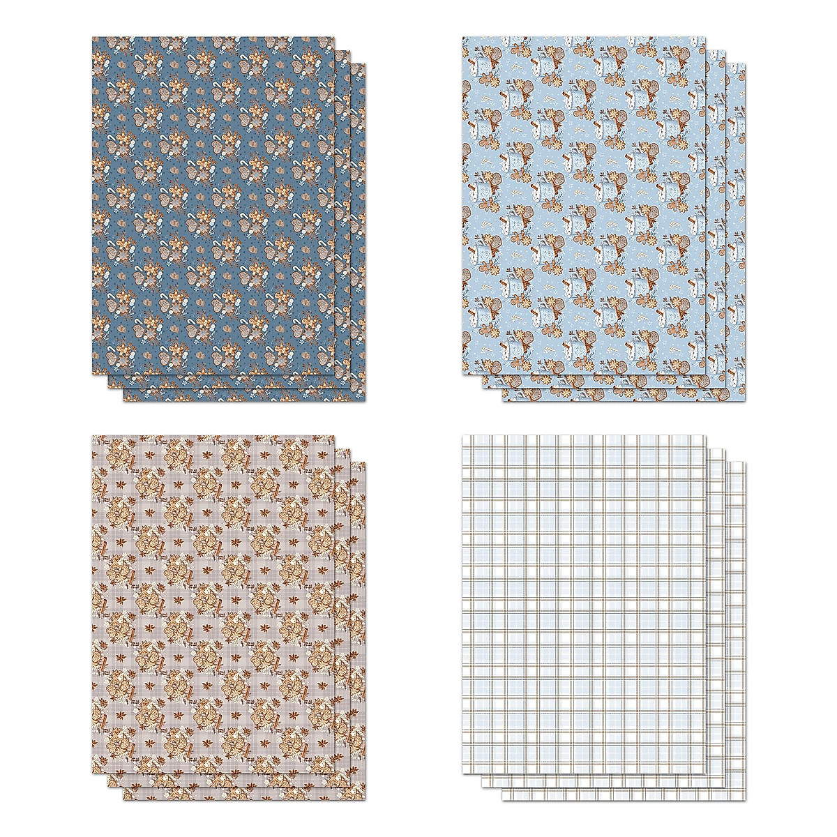 FIEHALA Flat Wrapping Paper Sheets - 8 Sheets with 4 Unicorn Patterns - Pre Cut & Folded Flat Design (20 inches × 27.5 inches per sheet)