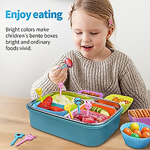 Silicone Lunch Bento Box, 52 Pack Bento Lunch Box Bundle Dividers with Food Picks Lunch Accessories, Durable, Reusable, BPA-Free, Freezer and Dishwasher Safe