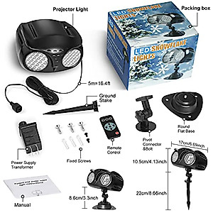 Christmas Dynamic Snowflake Projector Lights Outdoor, Owl Shape Apperance Design, IP65 Waterproof Indoor and Outdoor Snowfall Landscape Light for Xmas, Party, New Year, Holiday House Decoration